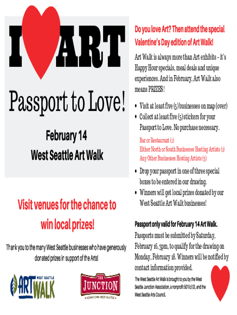 Fillable Online West Seattle Art Walk - Passport to Love! You chance to ...