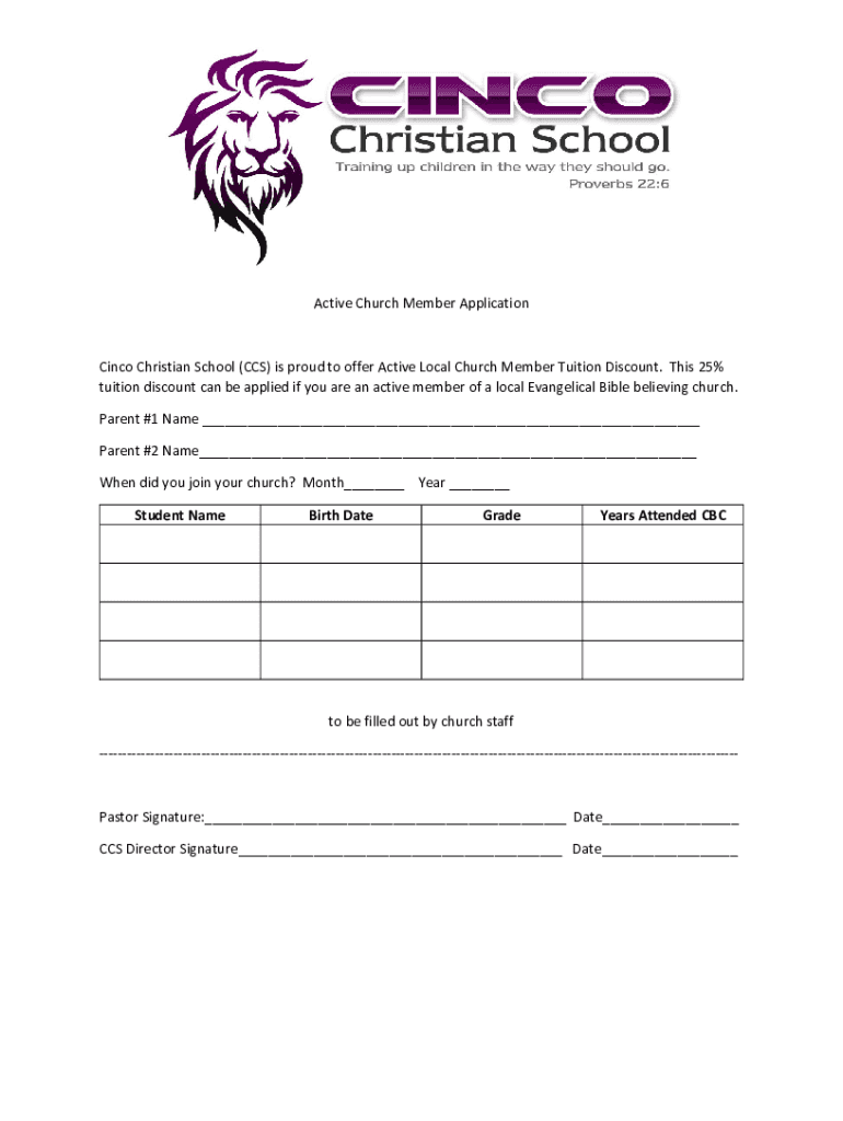 Fillable Online Active Church Member Application Fax Email Print ...