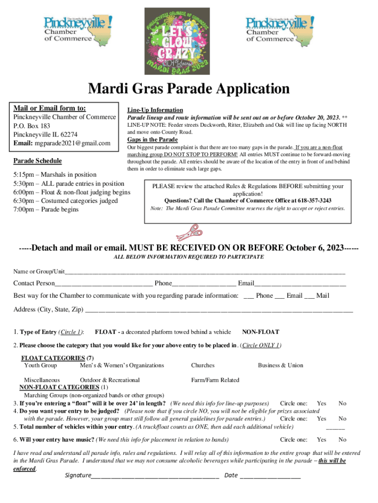 Fillable Online Mardi Gras Parade Application Fax Email Print - pdfFiller