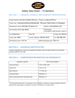 Fillable Online MATERIAL SAFETY DATA SHEET - Power Service Fax Email Print - pdfFiller