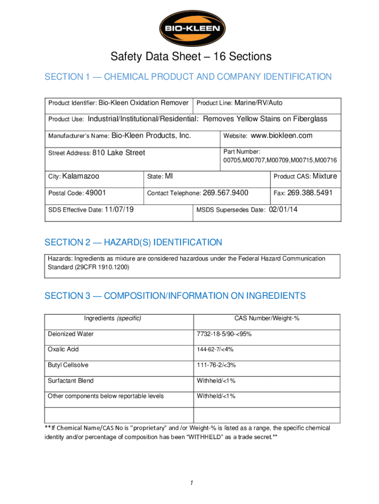 Fillable Online MATERIAL SAFETY DATA SHEET - Power Service Fax Email Print - pdfFiller