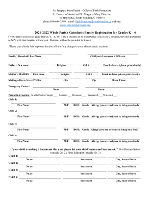 Fillable Online Junipero Serra Parish - Office of Faith Formation Fax Email Print - pdfFiller