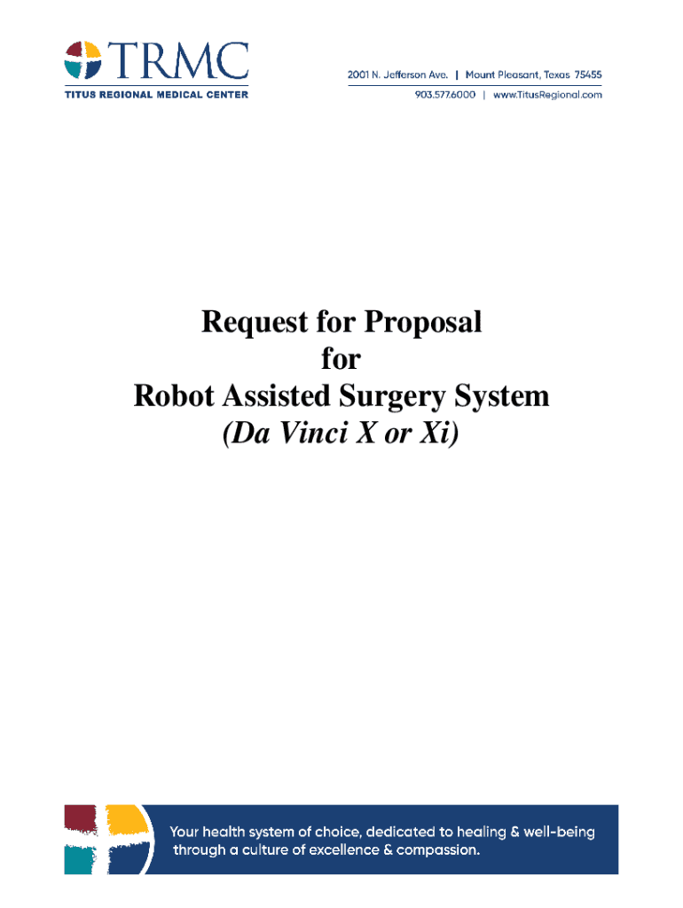 Fillable Online Request for Proposal for Robot Assisted Surgery System ...