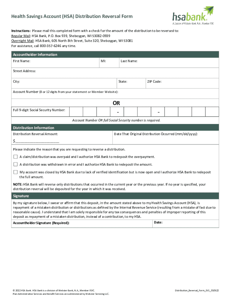 Fillable Online Distribution Reversal Form OR Fax Email Print - pdfFiller