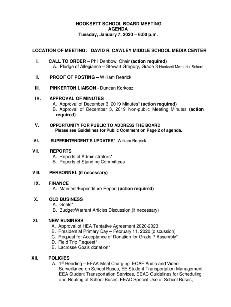 Fillable Online DAVID R. CAWLEY MIDDLE SCHO - Hooksett School Board Fax ...