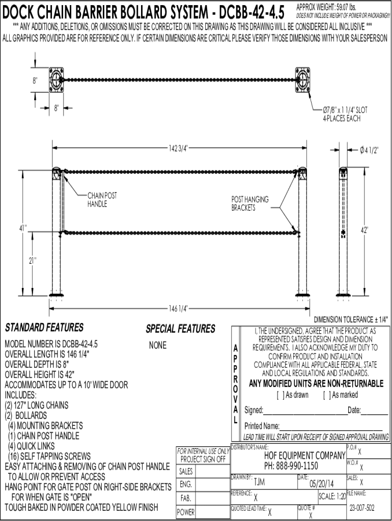 Fillable Online Vestil DCBB-B-KIT Dock Chain Bollard Barrier Conversion ...