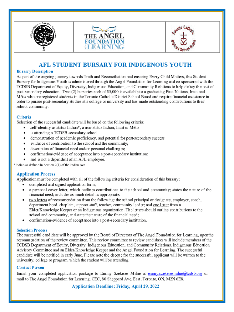 Fillable Online Scholarships, Bursaries and Awards for Indigenous ...