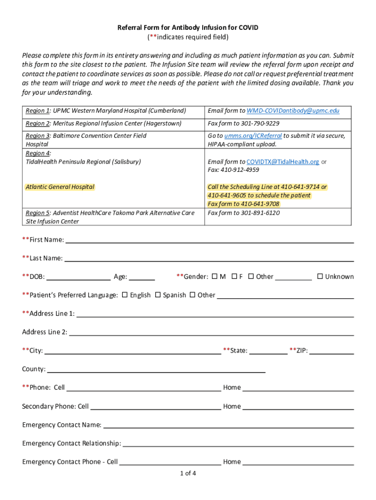 Fillable Online Adult Monoclonal/Antiviral Infusion Therapy External ... Fax Email Print - pdfFiller