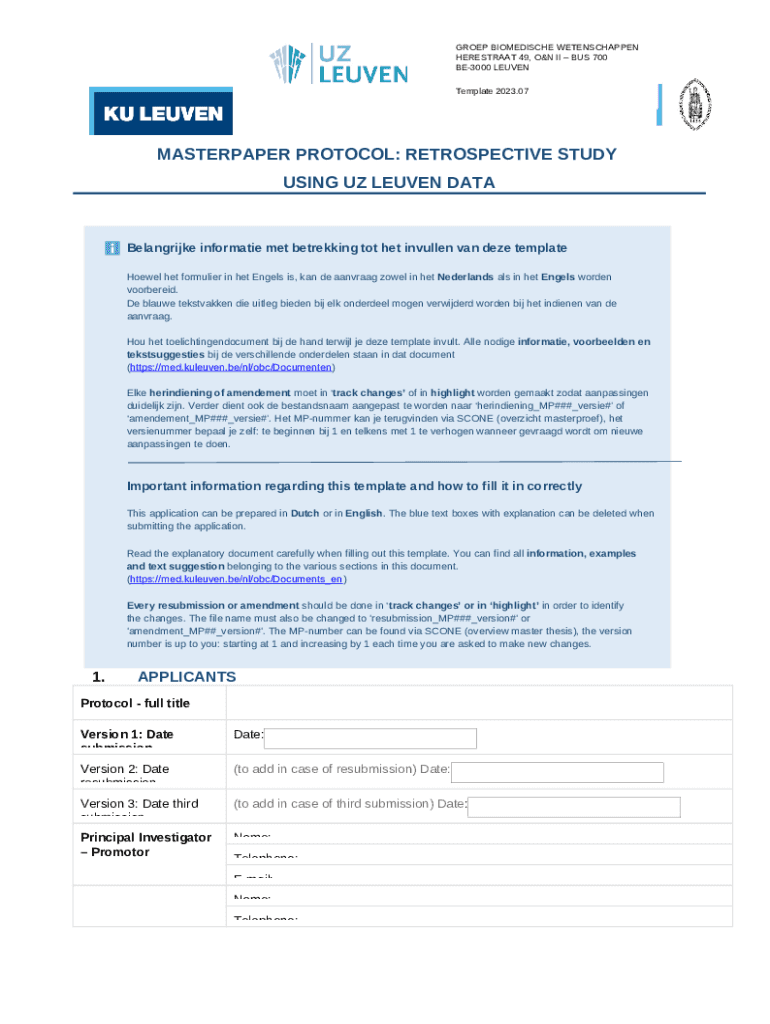 retrospective study using uz leuven data - gbiomed kuleuven Doc Template | pdfFiller