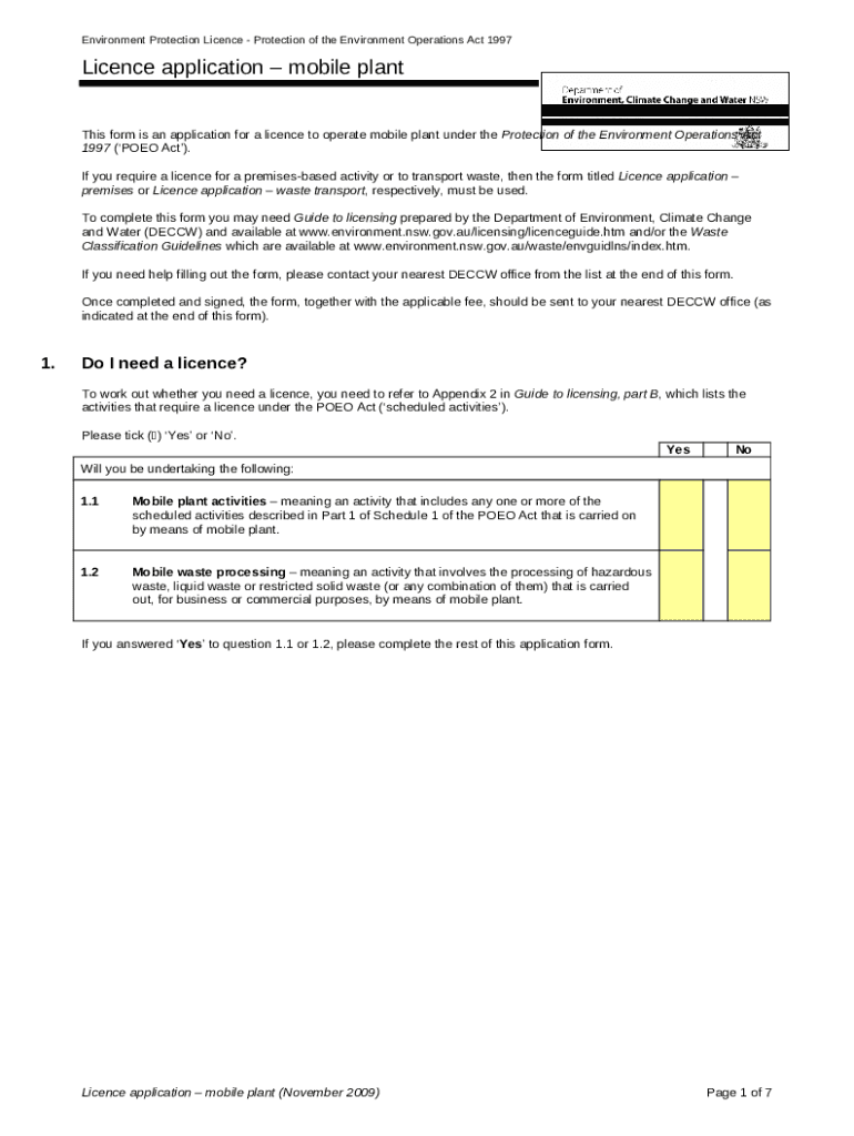Licence applicationmobile plant - Environment NSW - www environment nsw ...