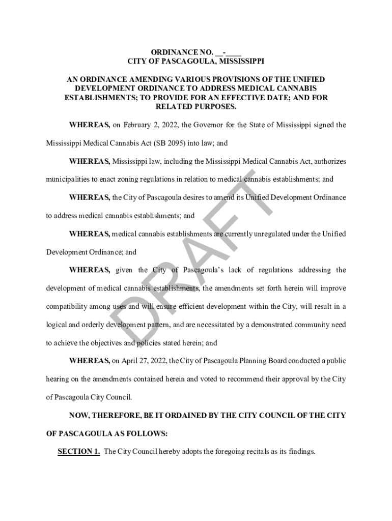 Fillable Online an ordinance for the regulation of medical cannabis Fax ...