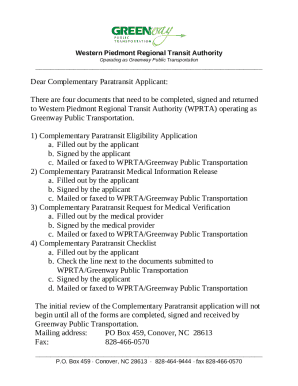 Demand Response Van/Paratransit Services Doc Template | pdfFiller