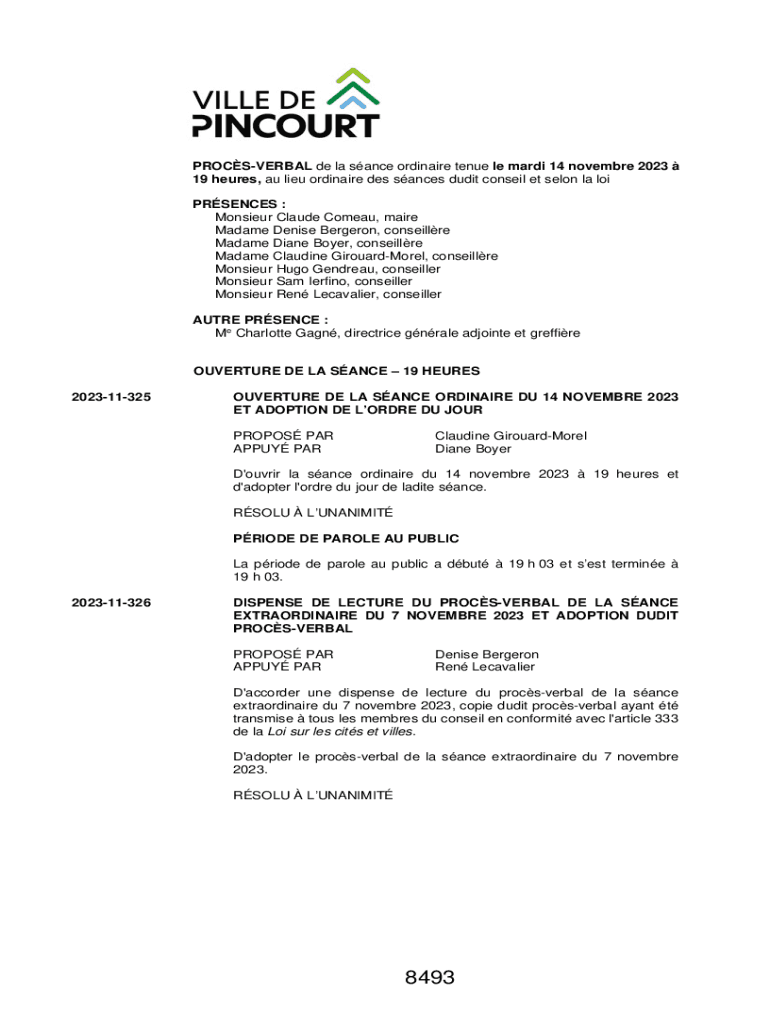 Remplissable En Ligne PROCS-VERBAL de la sance ordinaire tenue le mardi 12 ... Fax Email ...