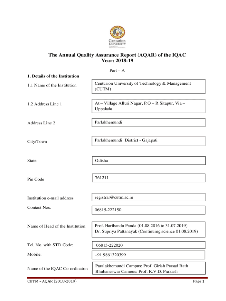 Fillable Online cutm ac IQAC - Centurion University Fax Email Print - pdfFiller