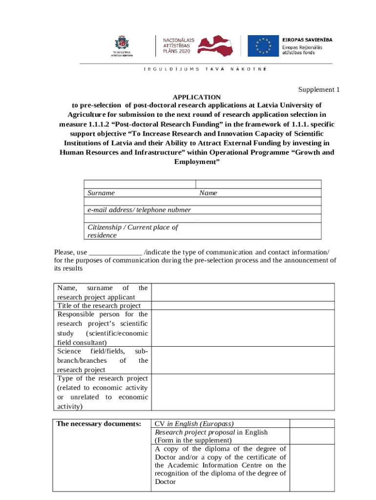 Post-Doctoral Research Fellowships, Scientific Area Doc Template | pdfFiller