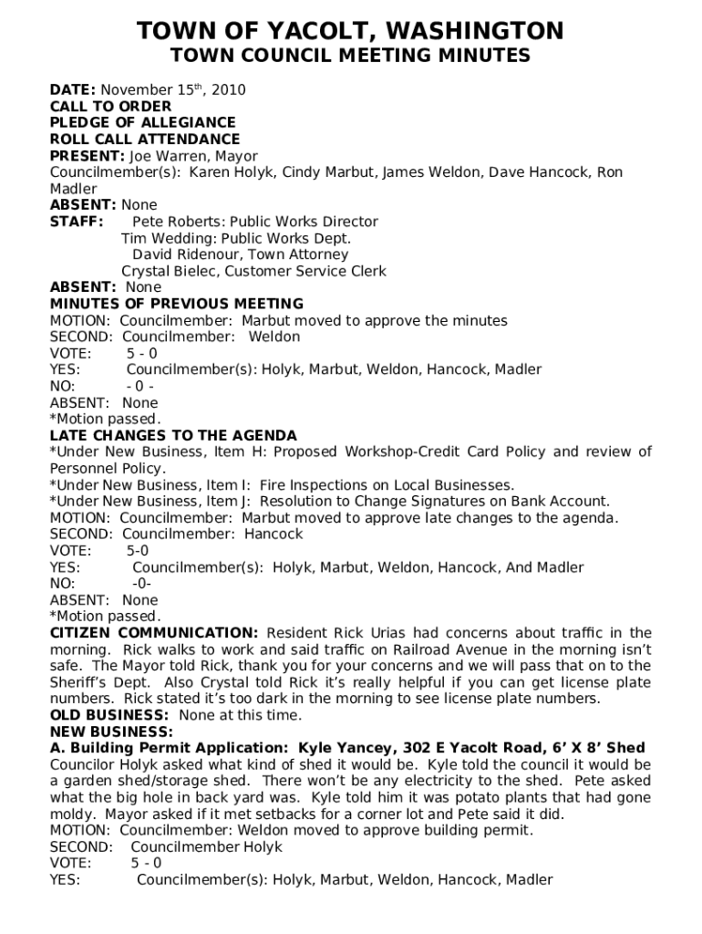 Town of Yacolt Letterhead Doc Template | pdfFiller