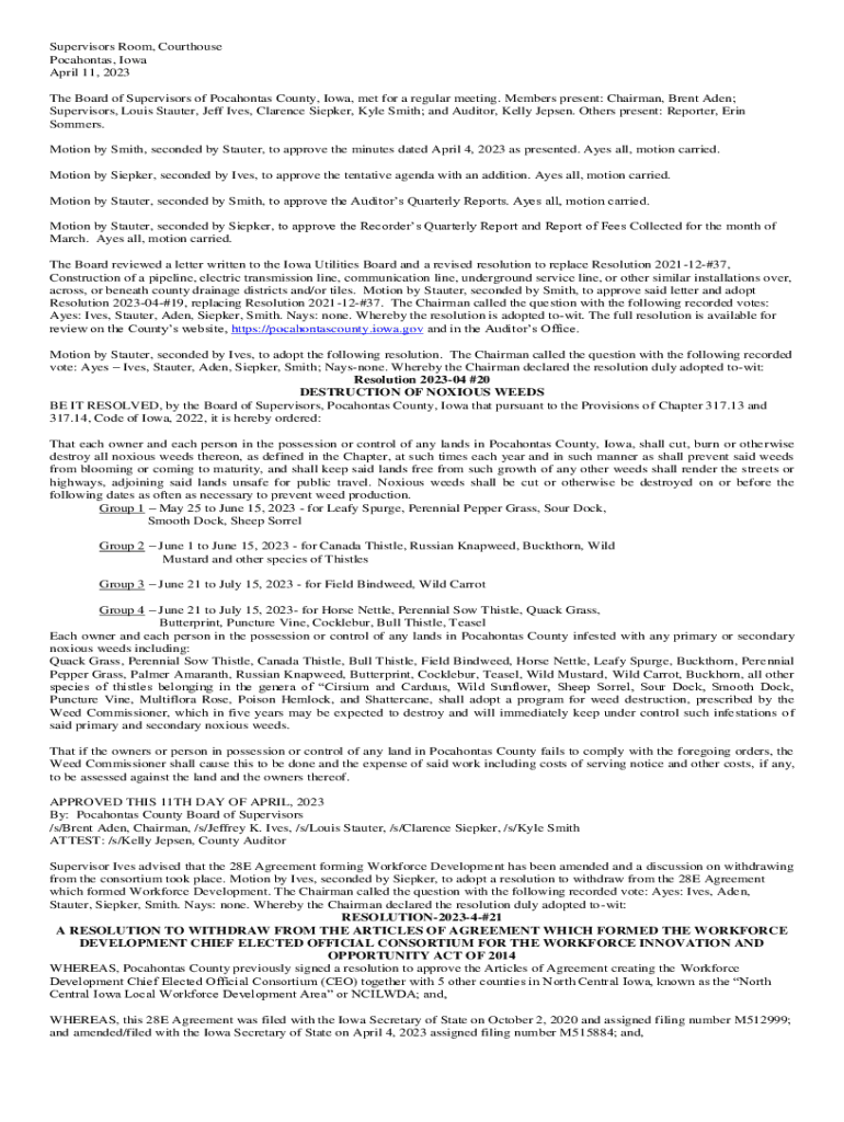 Fillable Online Supervisors, Louis Stauter, Jeff Ives, Clarence Siepker ...