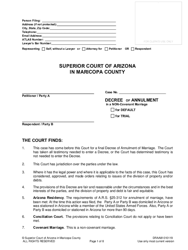 Fillable Online superiorcourt maricopa Decree of annulment in a non ...
