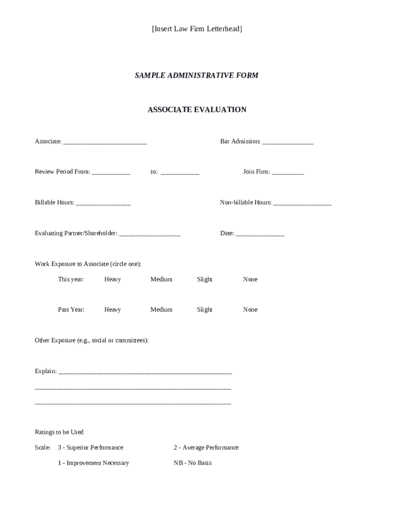 Associate Evaluation Sample 3 Doc Template | pdfFiller