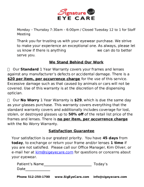 Contact Lens Compliance Agreement Doc Template | pdfFiller