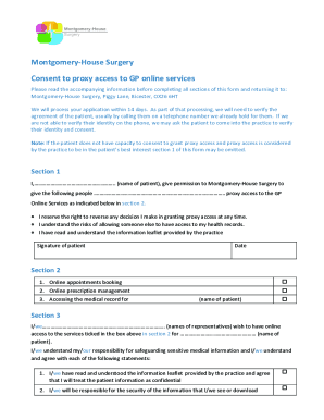 Fillable Online montgomeryhousesurgery co Consent-to-proxy-access-to-GP-online-services-to ...