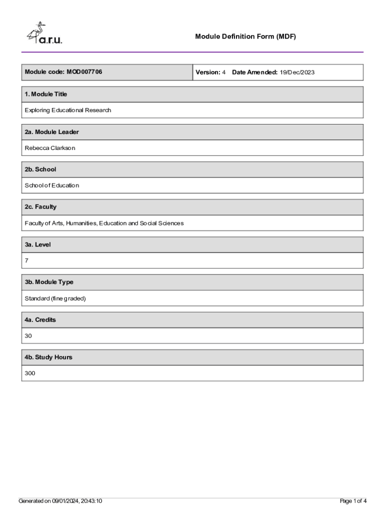 Fillable Online e-vision anglia ac Dividing Your Syllabus into Modules and Learning Objectives ...