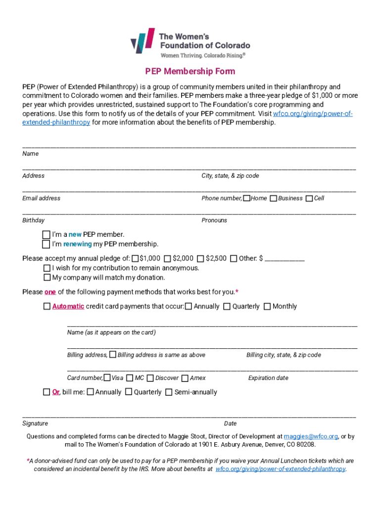 Fillable Online PEP Membership Form Fax Email Print - pdfFiller