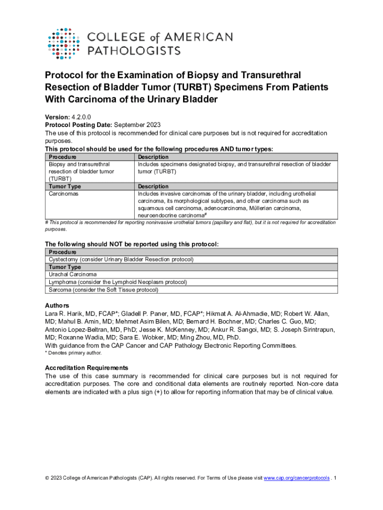 Fillable Online Transurethral resection of bladder tumour (TURBT) - PMC ...
