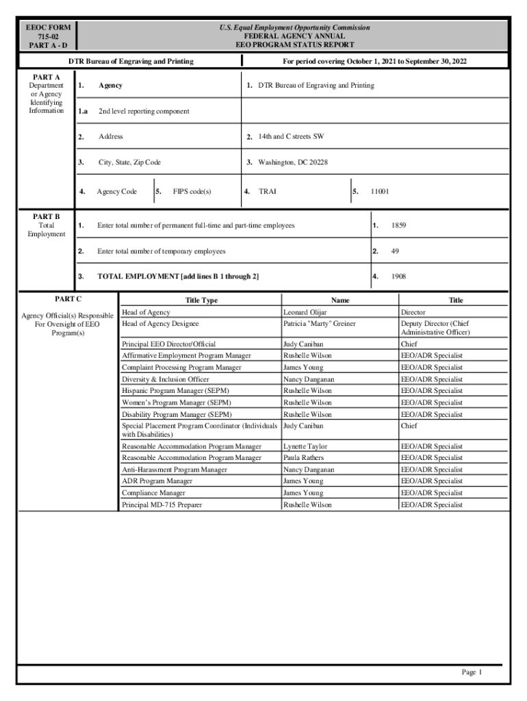 Fillable Online Federal Agency Annual EEO Program Status Report ...