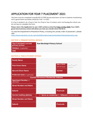Fillable Online Year-6-to-Year-7-application-form-non-government ...