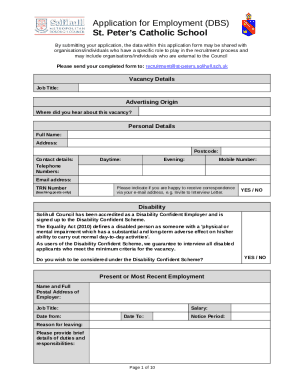 St Peters Governors Application Doc Template | pdfFiller