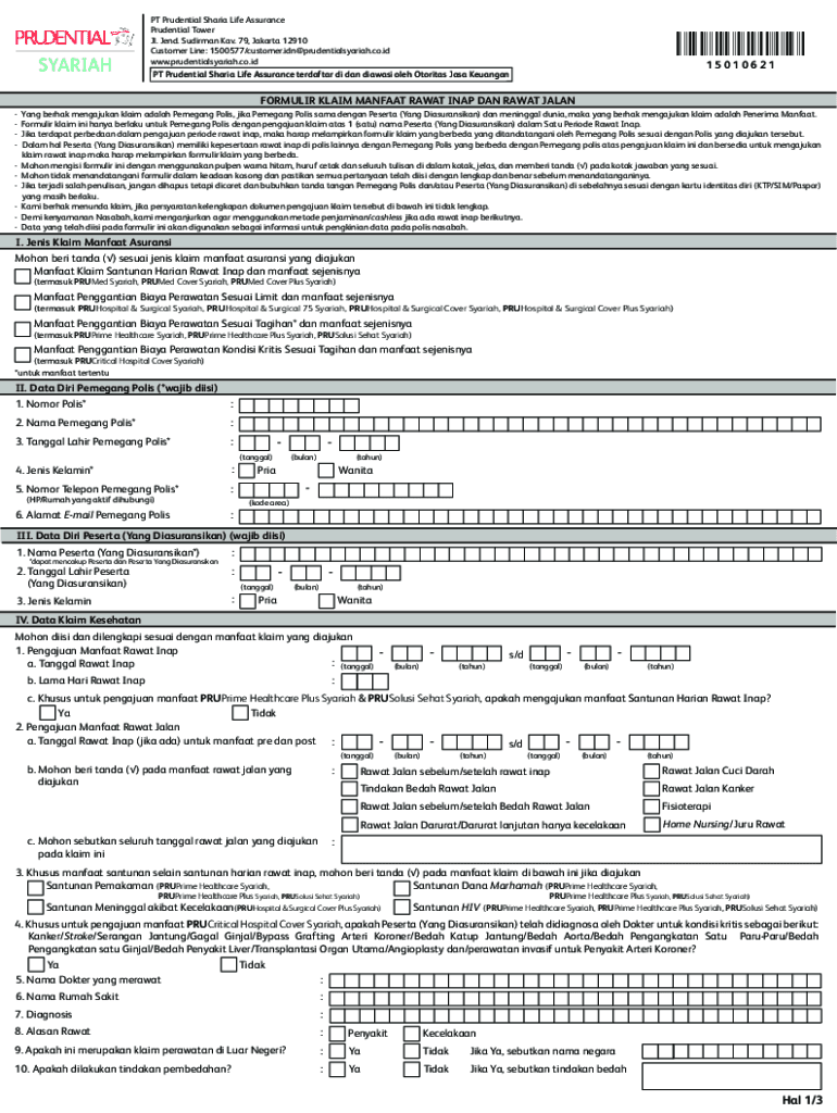 Fillable Online New Form Klaim Manfaat Rawat Inap (encourage cashless) - Sharia Fax Email Print ...