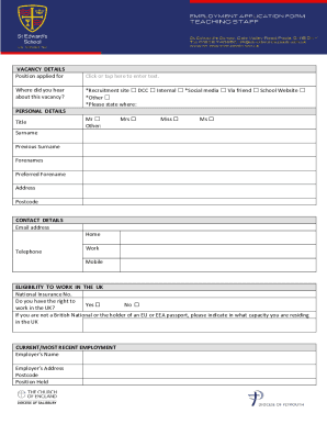 Fillable Online Support staff Application Form Word Fax Email Print - pdfFiller