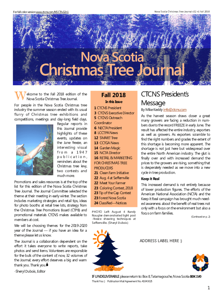 Fillable Online Nova Scotia Christmas Tree Journals - Got a story to ...