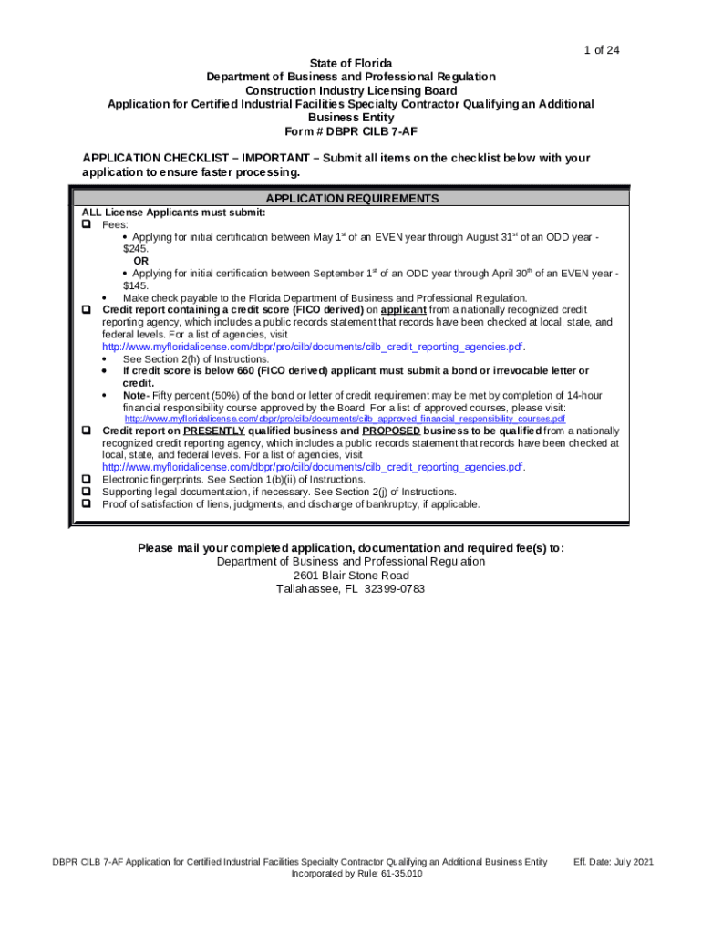 DBPR CILB 7-AF - Certified Contractor Qualify Additional Business ...