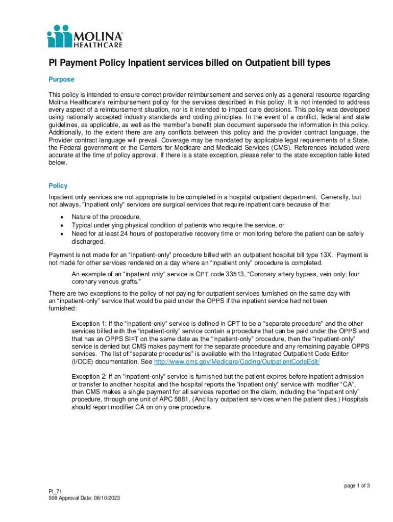 Fillable Online PI Payment Policy 47 Psychotherapy Add-On with High ...