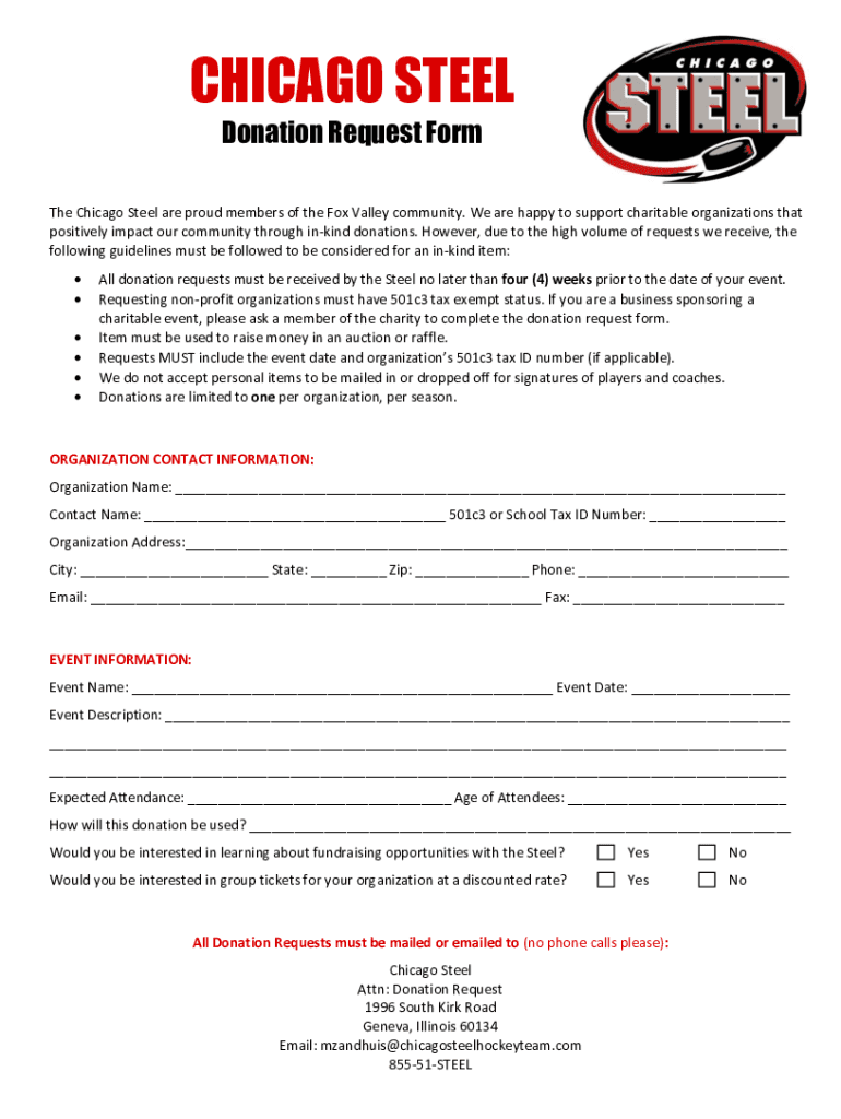 Fillable Online Donation Request Form (PDF) Fax Email Print - pdfFiller