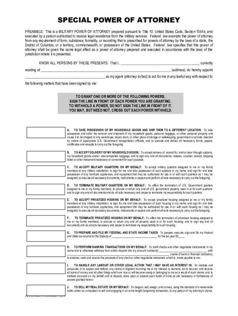 Fillable Online This is a military Power of Attorney prepared pursuant ...