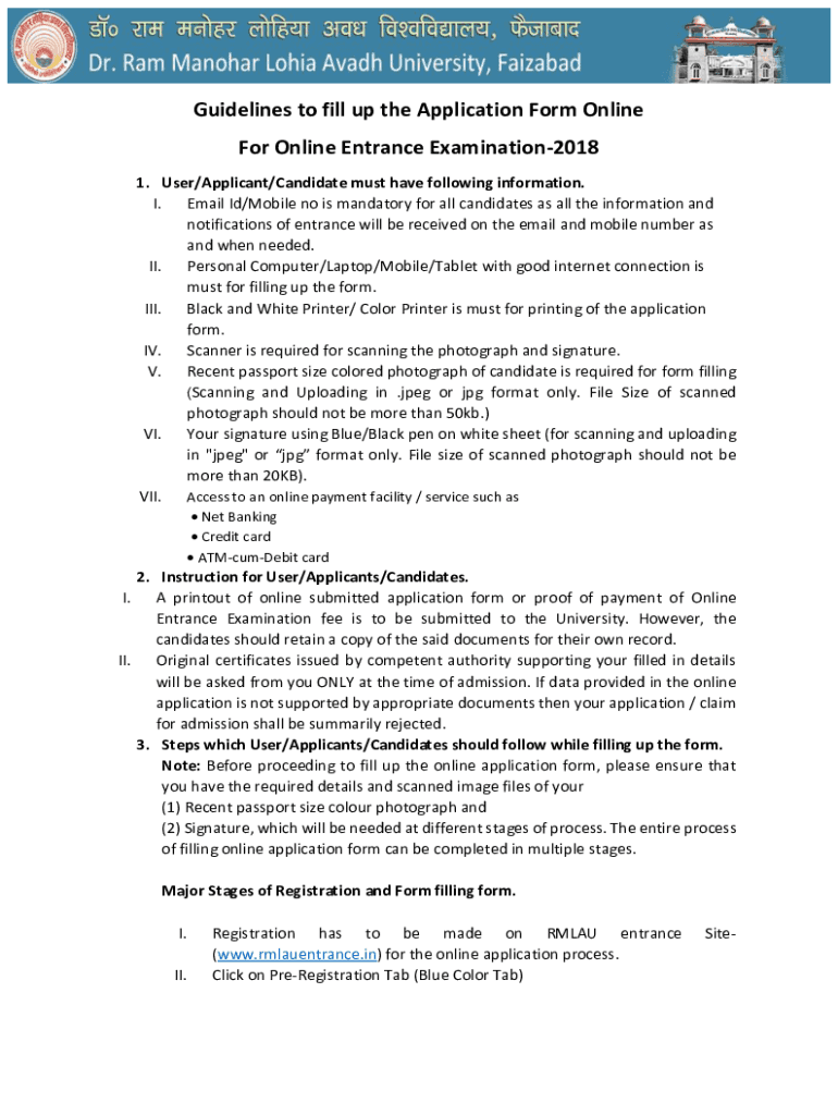 Fillable Online Guidelines to fill up the Application Form Online For ...