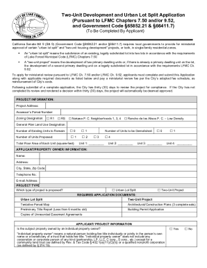 Fillable Online Two-Unit Development and Urban Lot Split Application ... Fax Email Print - pdfFiller