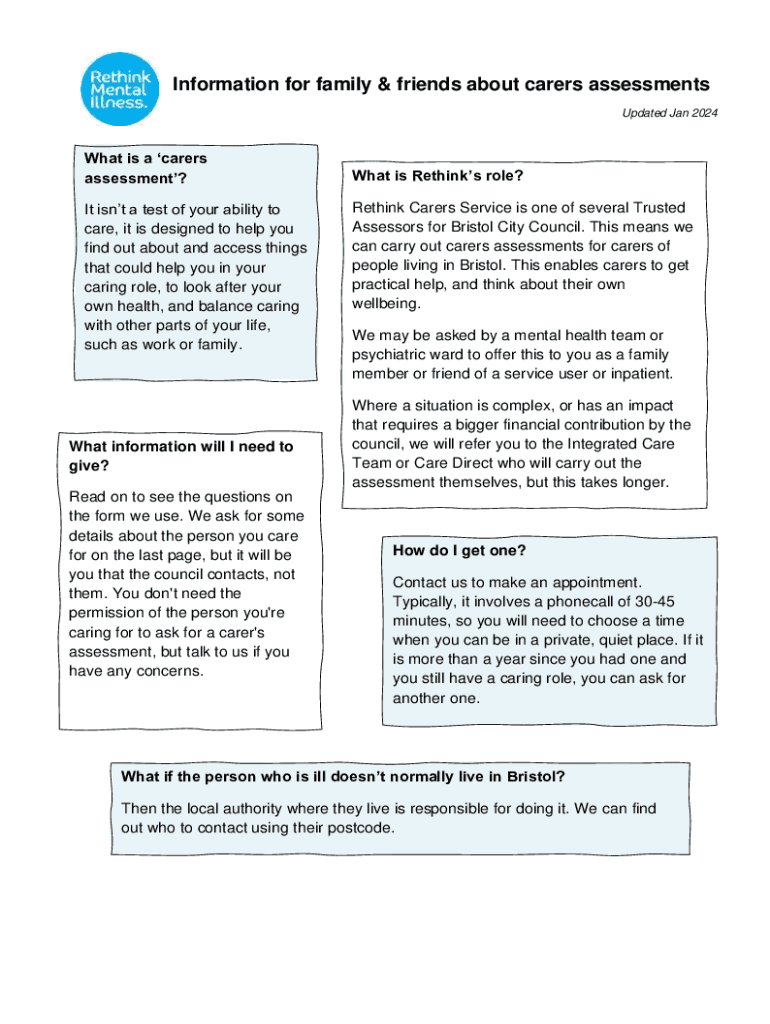Fillable Online Carer's Assessment & Adult Carer Support Plan Fax Email ...