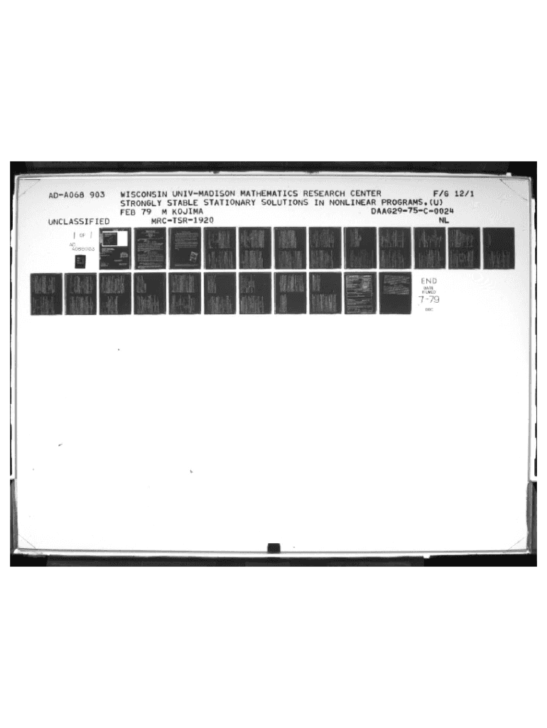 Fillable Online Strongly Stable Stationary Points for a Class of ...