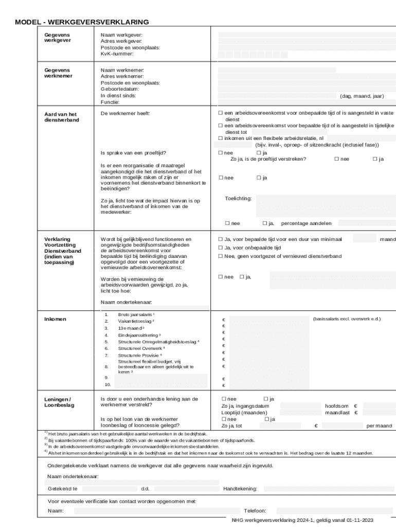 WERKGEVERSVERKLARING Gegevens werkgever Naam ... Doc Template | pdfFiller