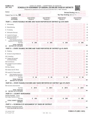 Fillable Online Form G-75,Rev 2023, Assignment of General Excise/Use ...