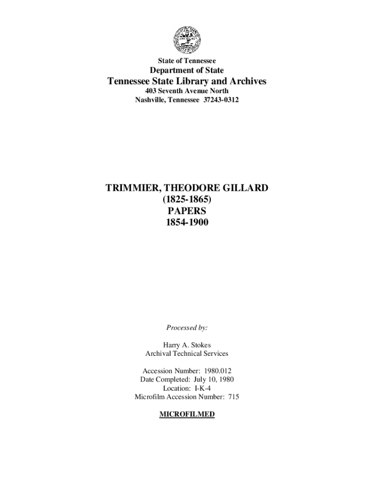 Fillable Online TRIMMIER, THEODORE GILLARD Fax Email Print - pdfFiller