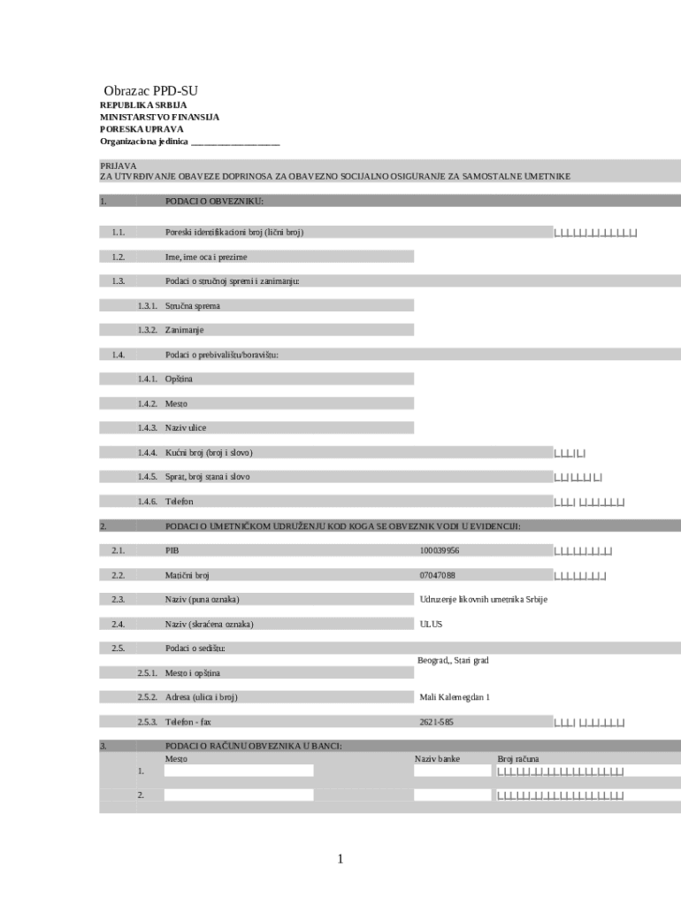 Obrazac PPD-SU Doc Template | pdfFiller