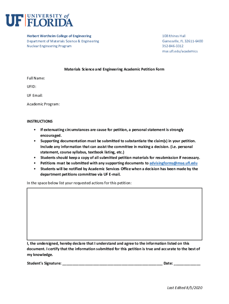 Fillable Online mse ufl Materials Science and Engineering Academic ...