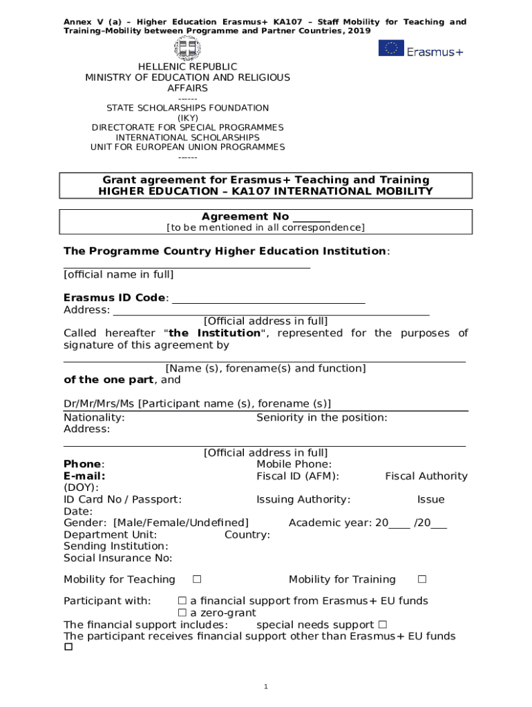 What is Erasmus+ Scholarship for non-EU partners (Project ... Doc Template | pdfFiller