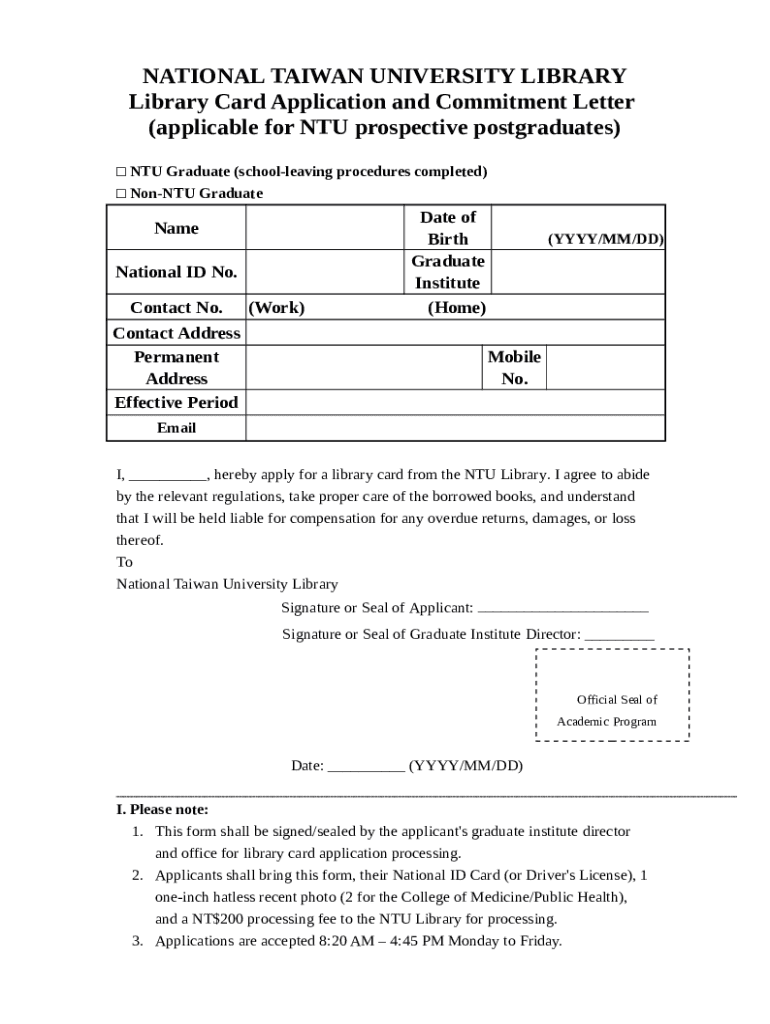 Borrowing Privilege Application and Book Return ... Doc Template | pdfFiller