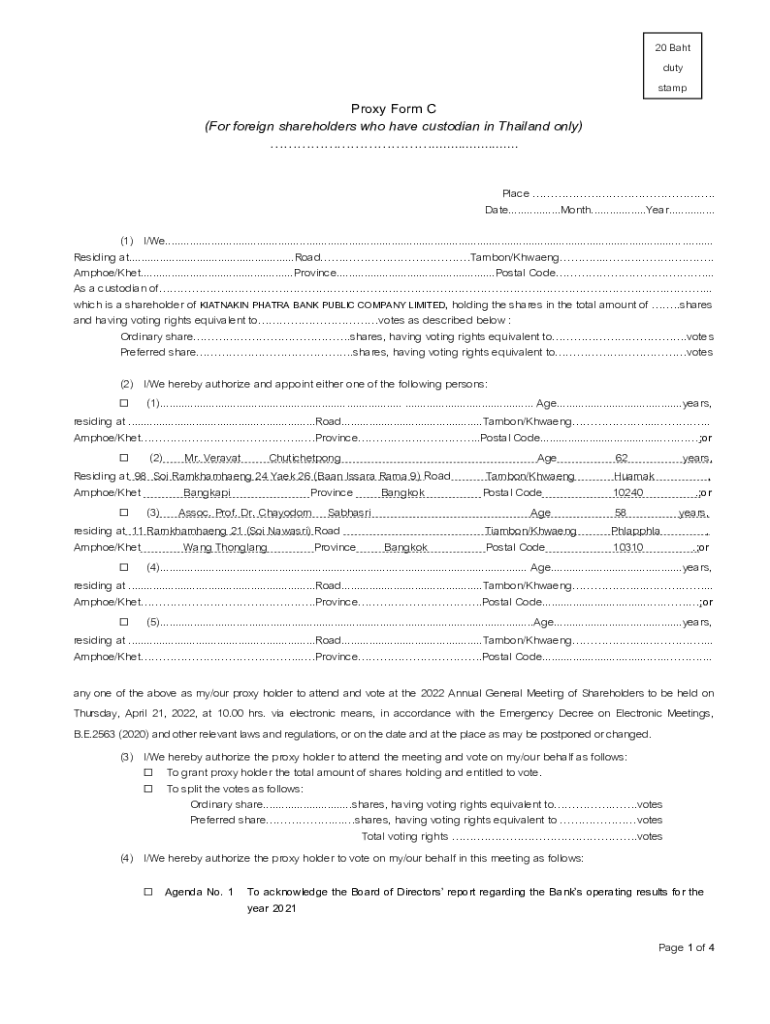 Fillable Online Fillable Online Enclosure 8 Proxy Form C Duty Stamp 20 ... Fax Email Print ...